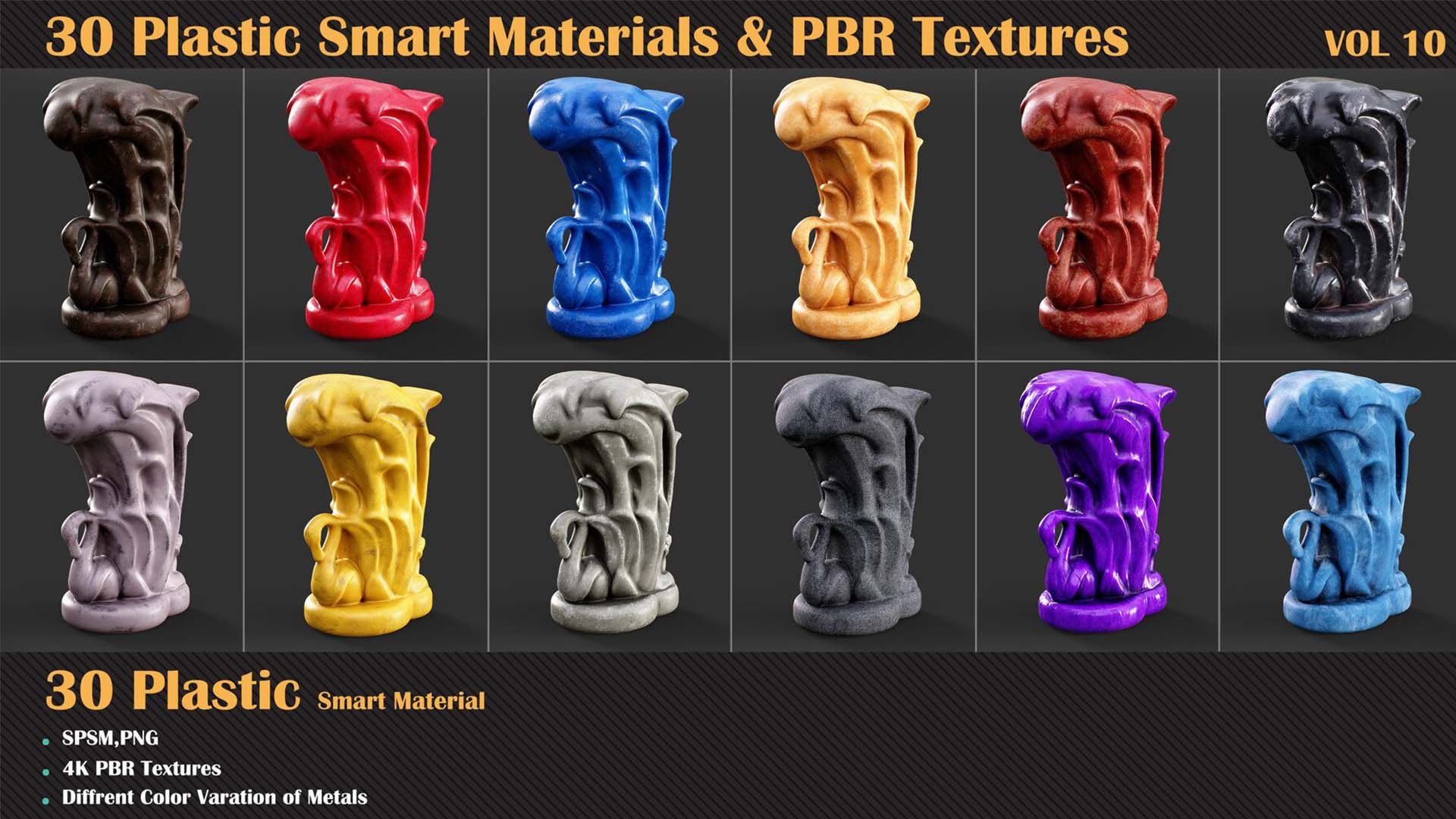 30 Plastic Smart Materials PBR Textures - VOL 10 3D - TurboSquid 2257367