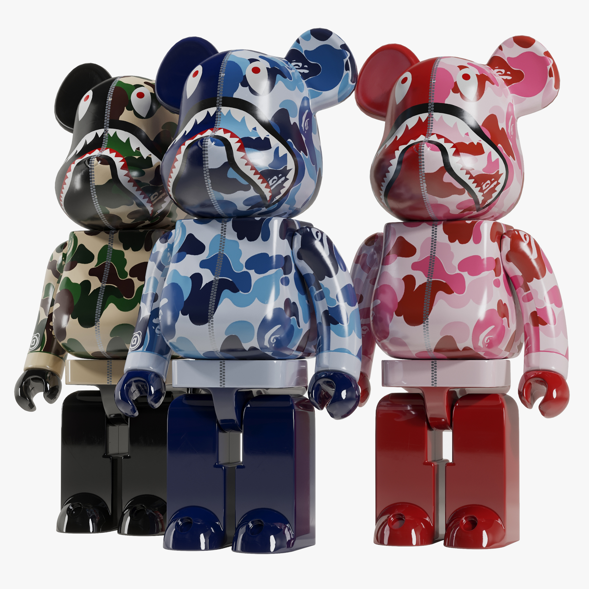 Bearbrick Bape ABC Camo Shark model - TurboSquid 1726316