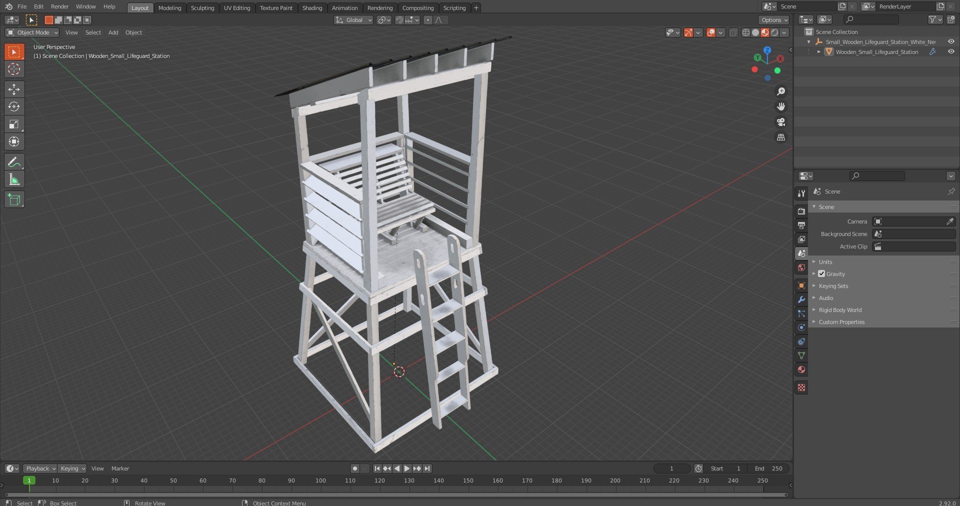 Small Wooden Lifeguard Station White New Model - TurboSquid 2136279