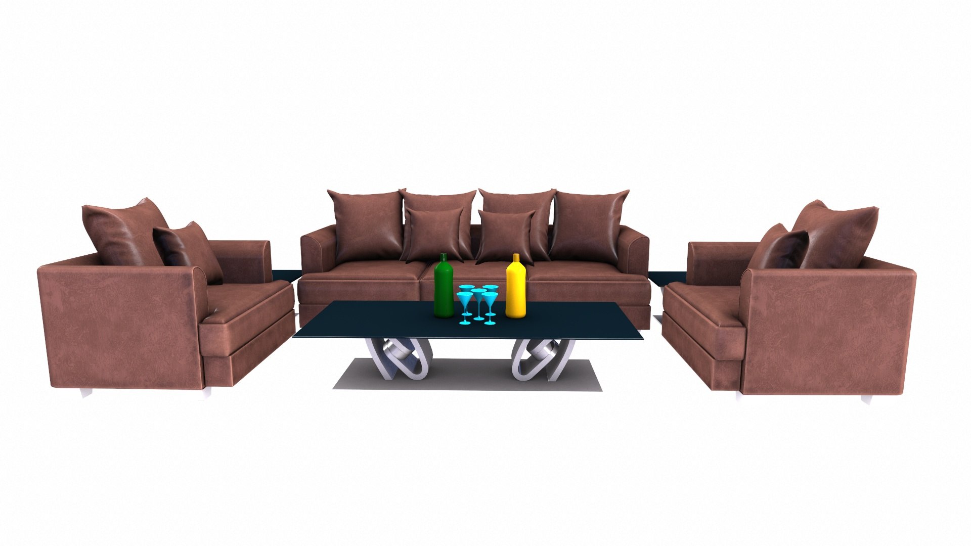 Sofa Set And Table 3D Model - TurboSquid 2454305