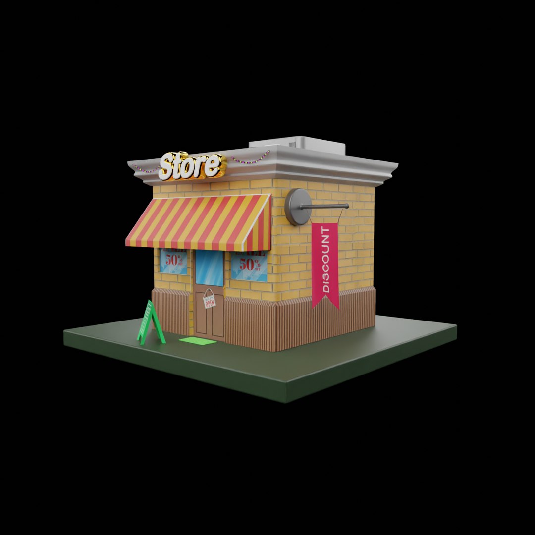 Simple Low poly Store 3D model - TurboSquid 1912775