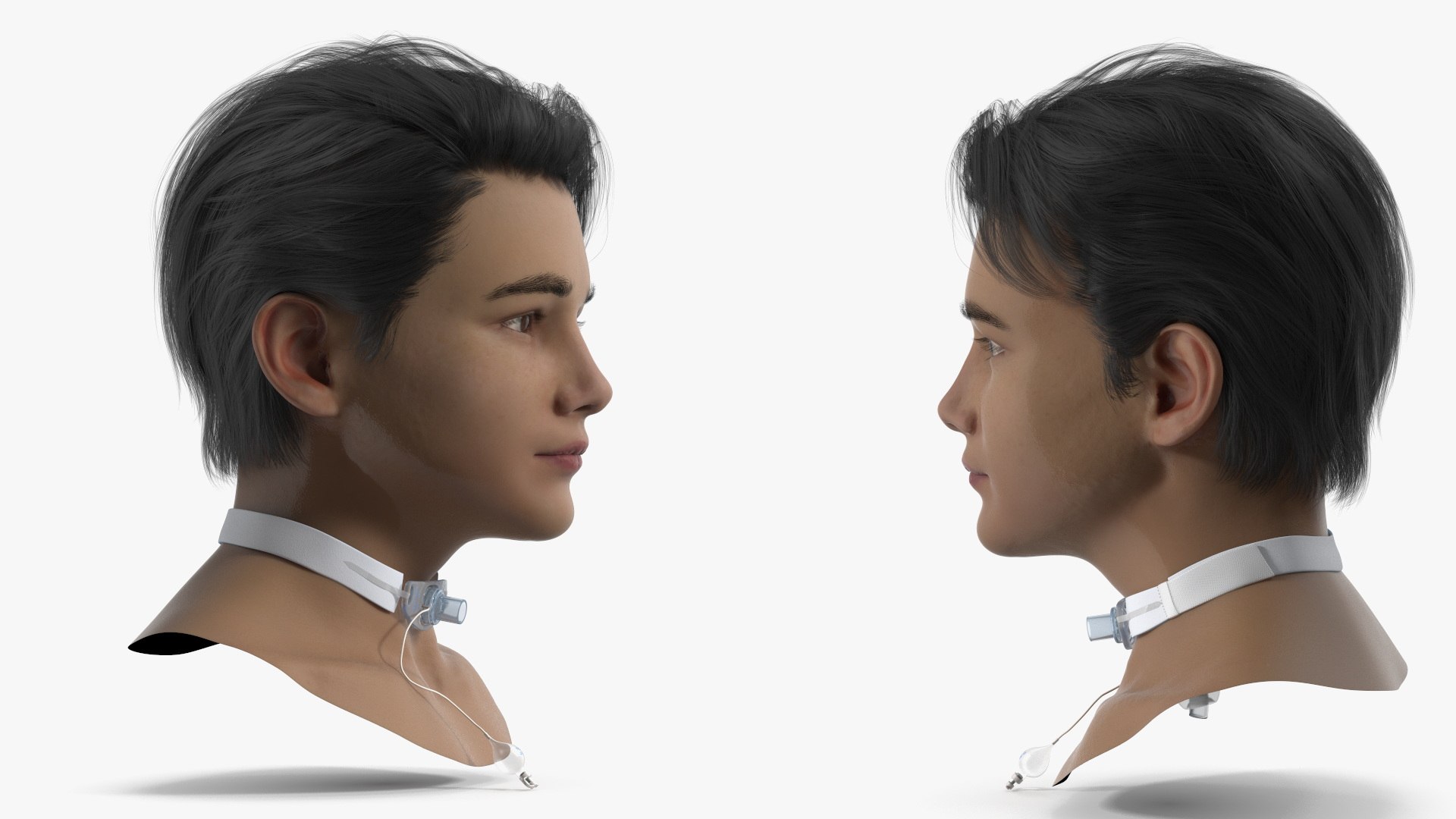 3D Tracheostomy Tube With Neckband Installed On Patient Model ...