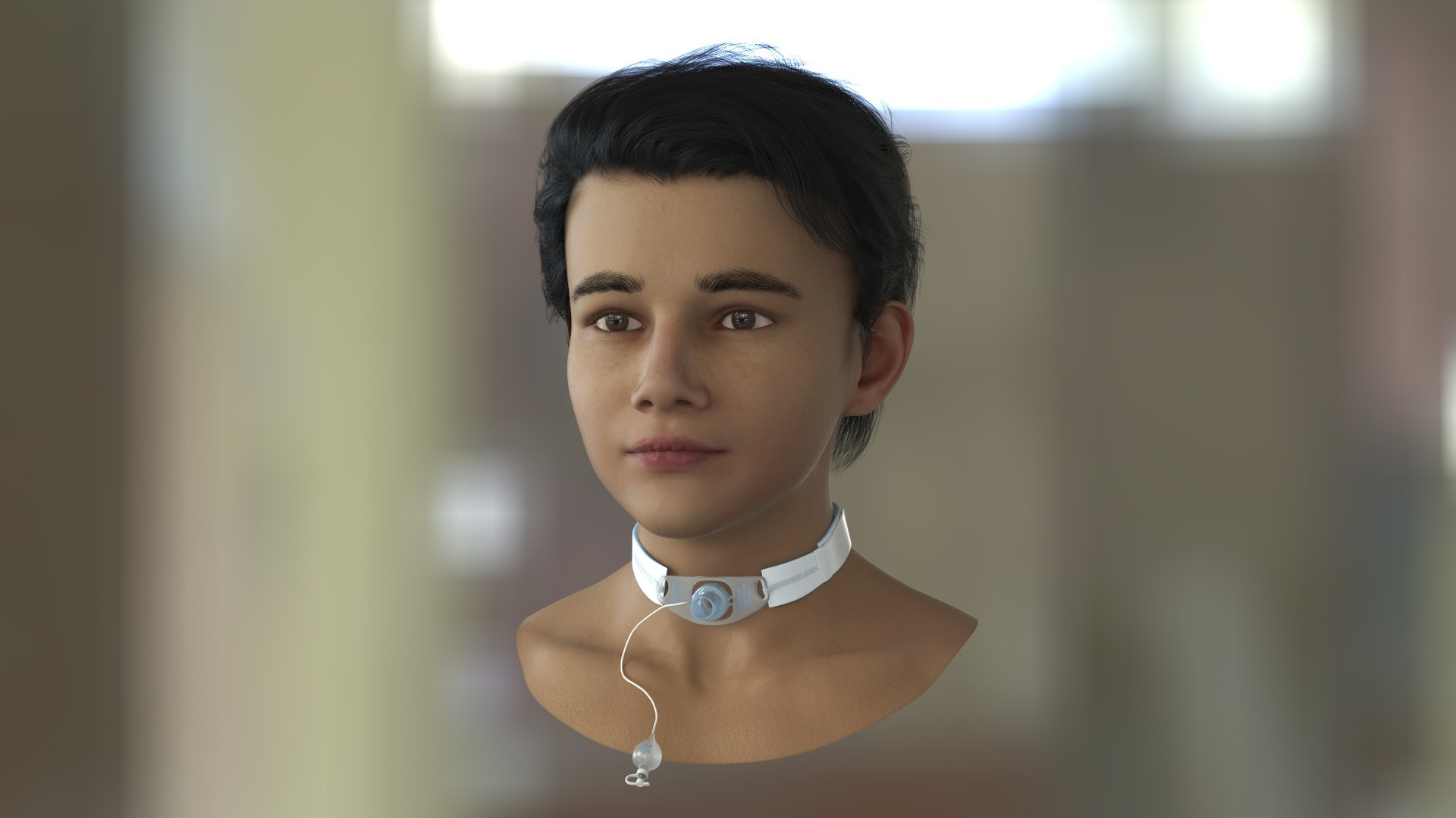 3D Tracheostomy Tube With Neckband Installed On Patient Model ...