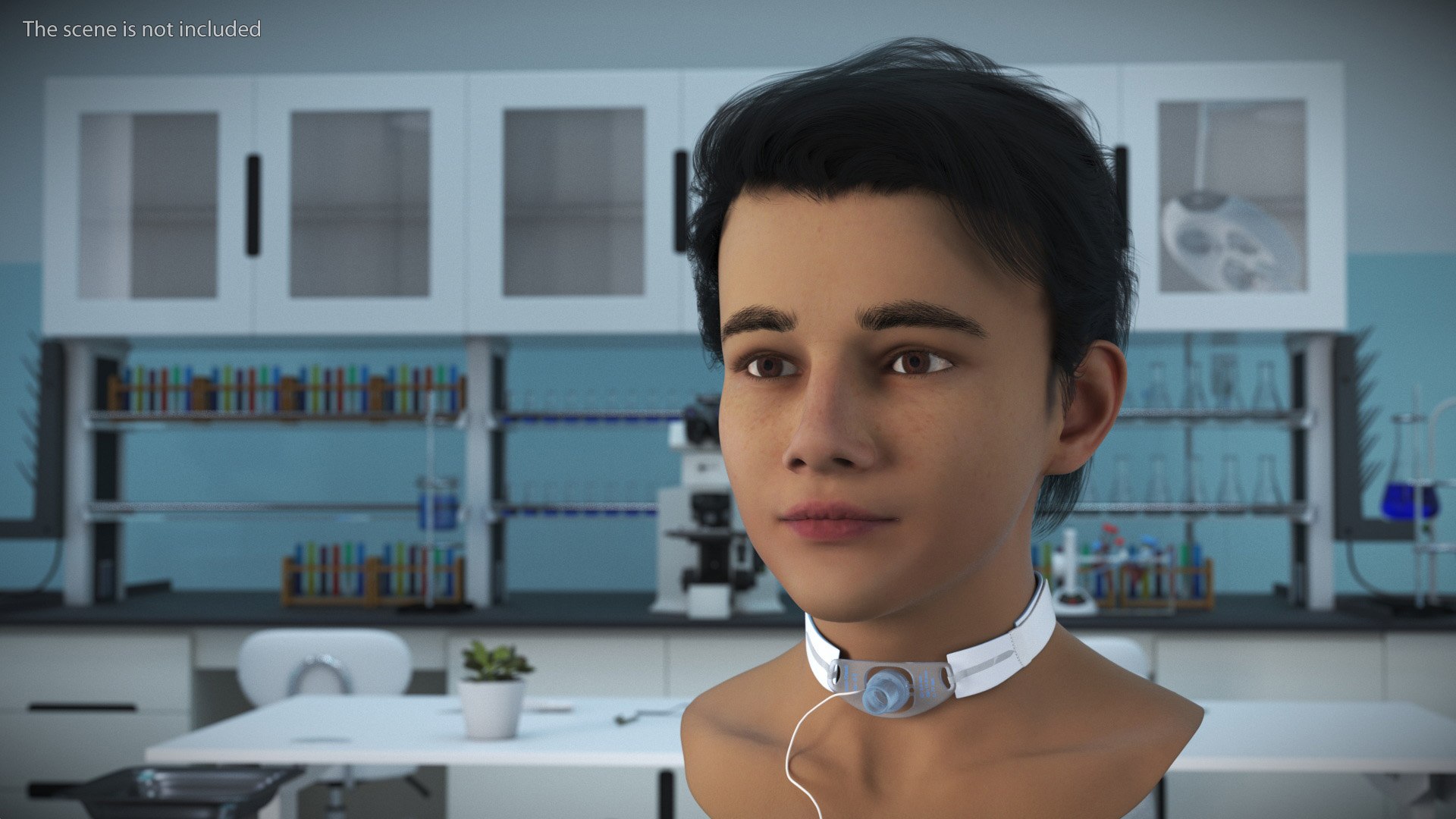 3D Tracheostomy Tube With Neckband Installed On Patient Model ...