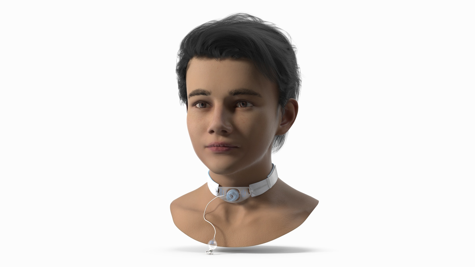 3D Tracheostomy Tube With Neckband Installed On Patient Model ...