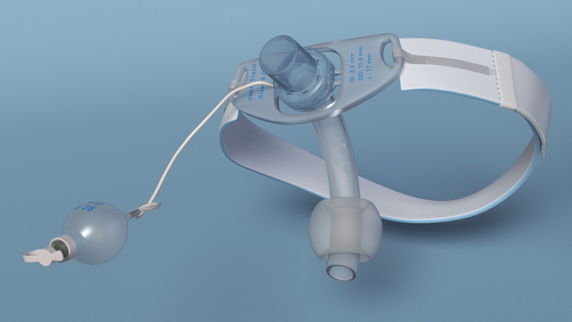 3D Tracheostomy Tube With Neckband Installed On Patient Model ...