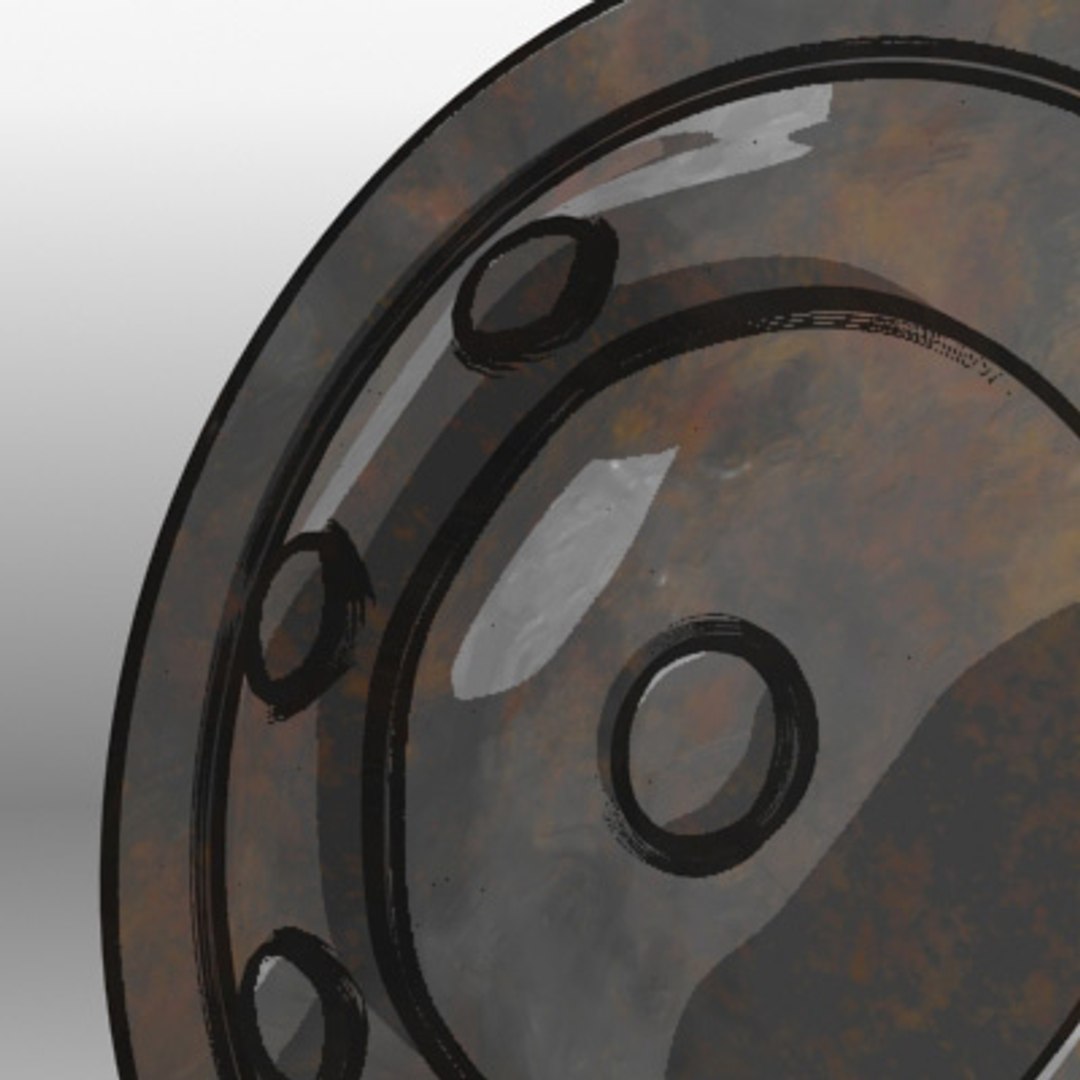 3d Rusty Shield Ink Paint Model