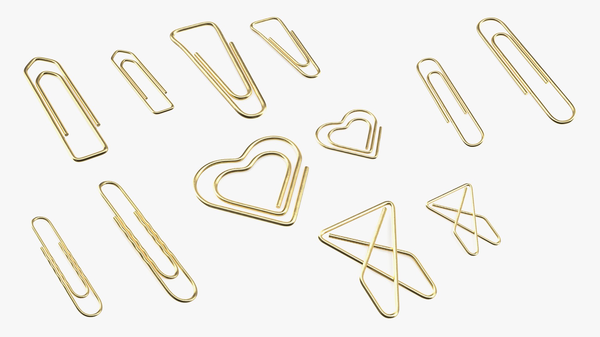 Gold Paper Clips Collection 3 3D model - TurboSquid 1935083