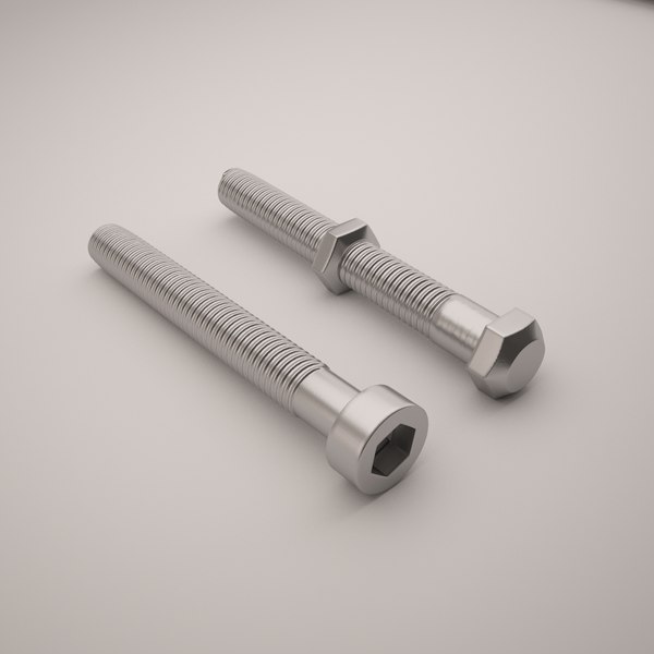3d model bolts screws hexagonal nails