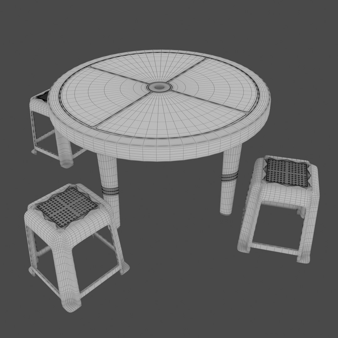 Plastic Table Chair 3D Model - TurboSquid 1565407