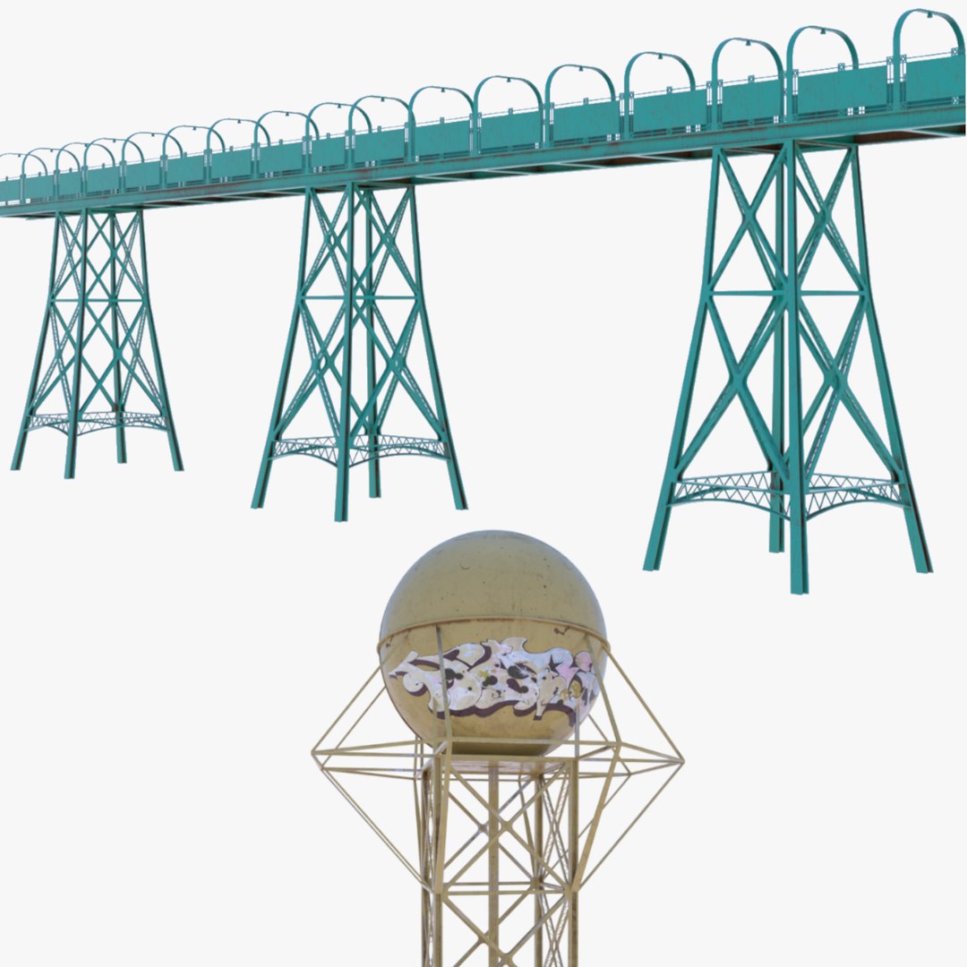 Pedestrian Bridge And Water Tower 3D Model - TurboSquid 2243789