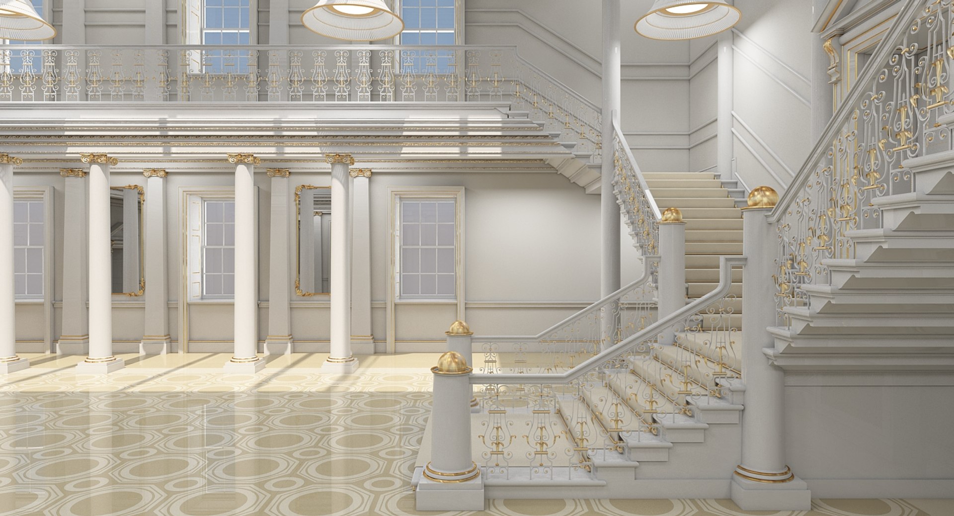3D Model Classical Grand Staircase 2 - TurboSquid 1210273