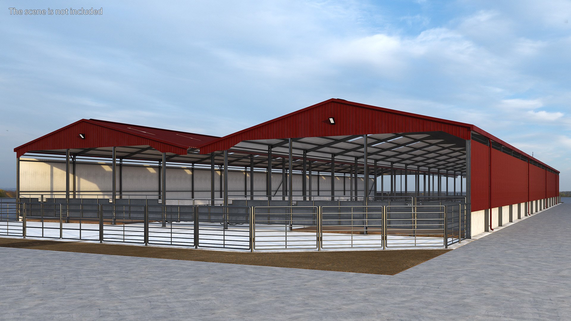 Modern Dairy Farm Shed Red 3D Model - TurboSquid 2197478