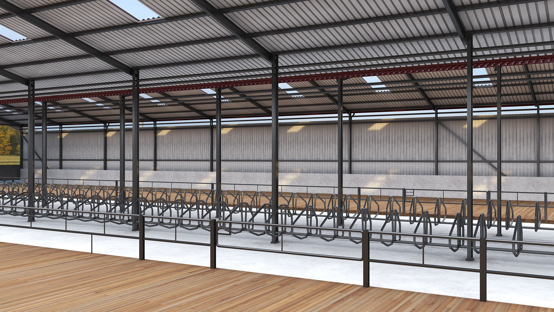 Modern Dairy Farm Shed Red 3D Model - TurboSquid 2197478