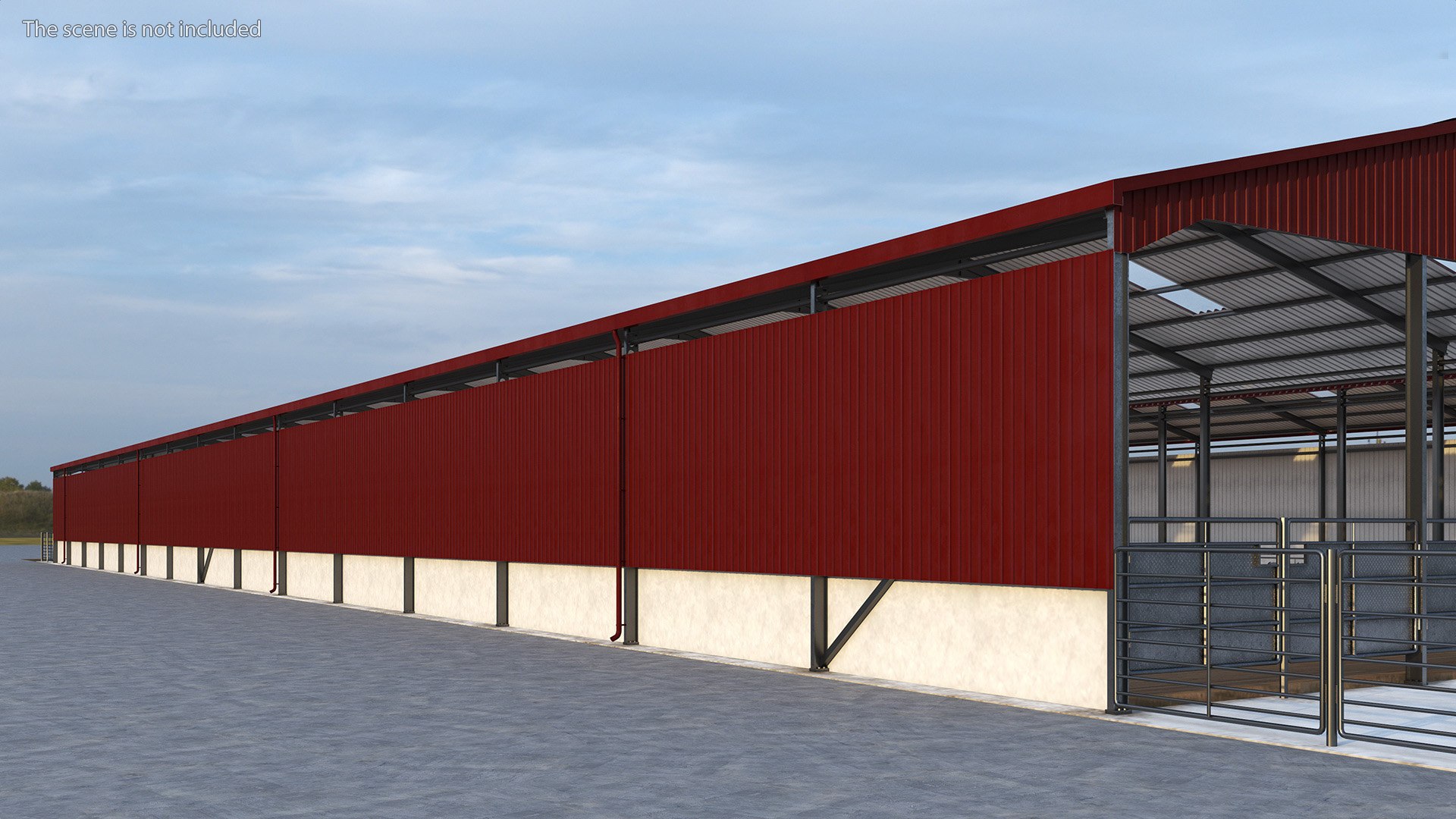 Modern Dairy Farm Shed Red 3D Model - TurboSquid 2197478