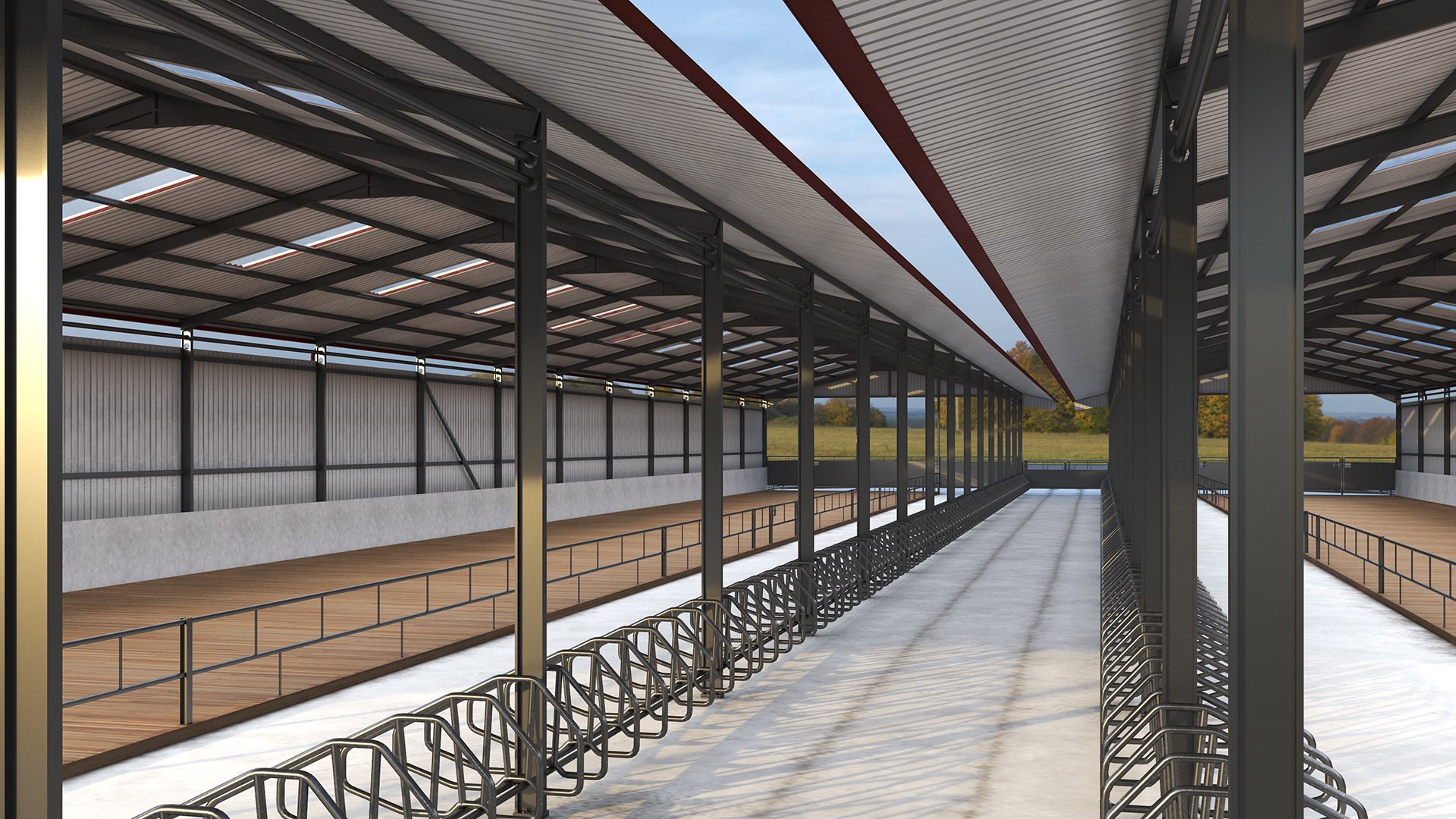 Modern Dairy Farm Shed Red 3D Model - TurboSquid 2197478