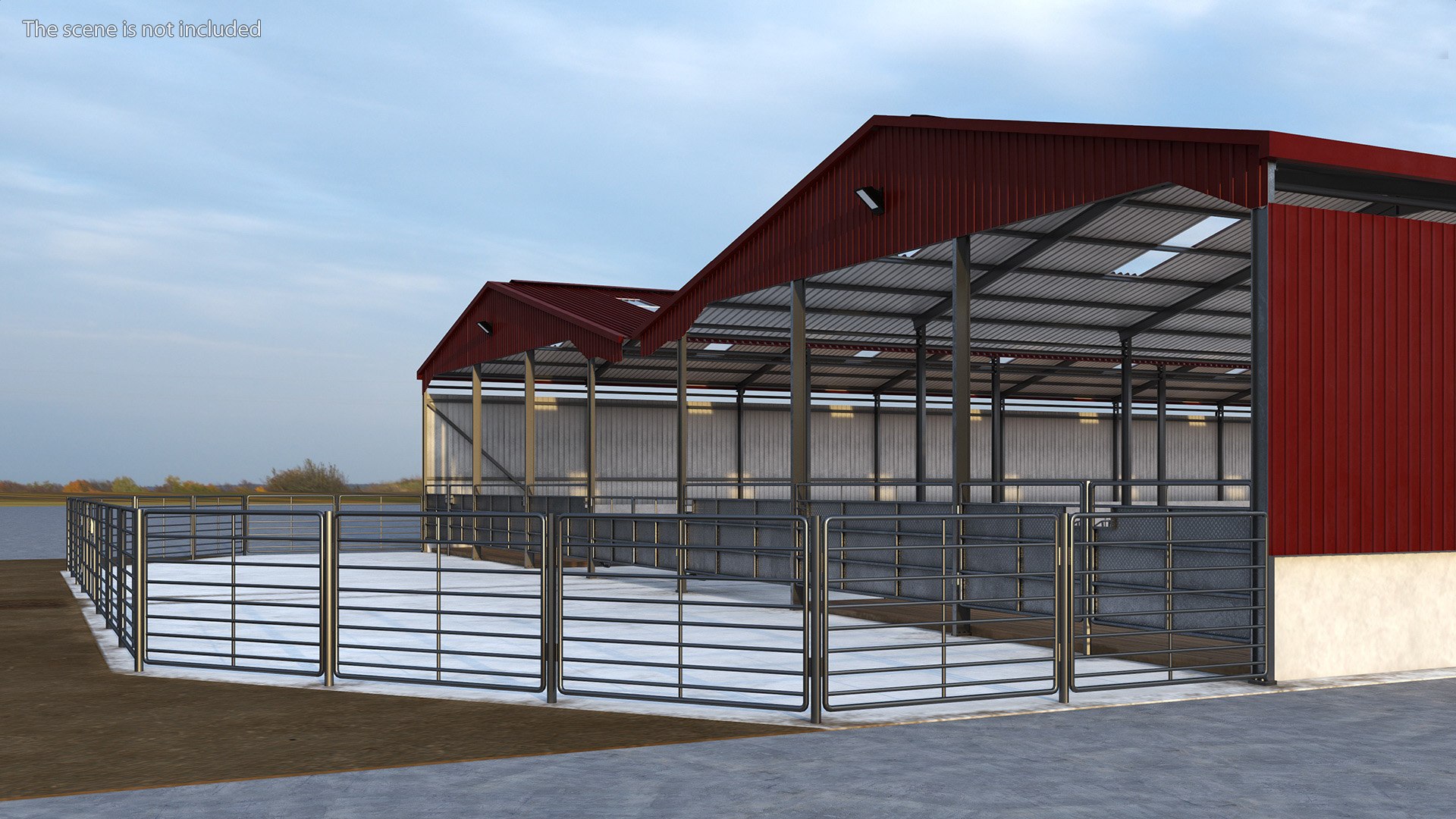 Modern Dairy Farm Shed Red 3D Model - TurboSquid 2197478