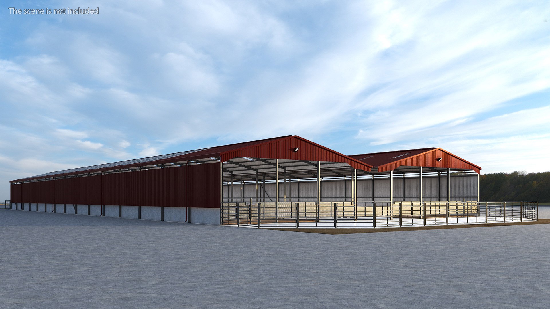 Modern Dairy Farm Shed Red 3D Model - TurboSquid 2197478