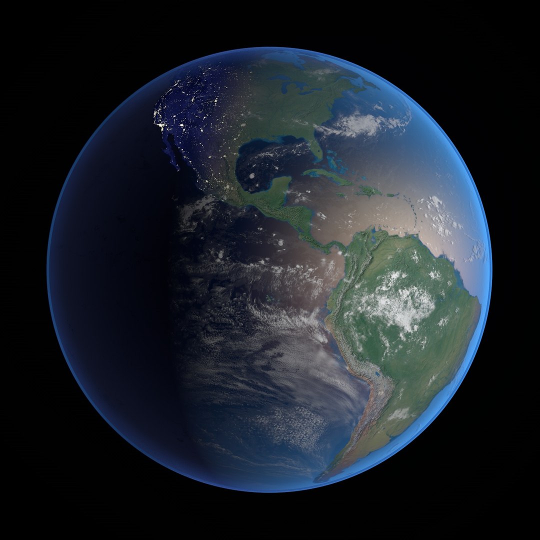3d earth night model