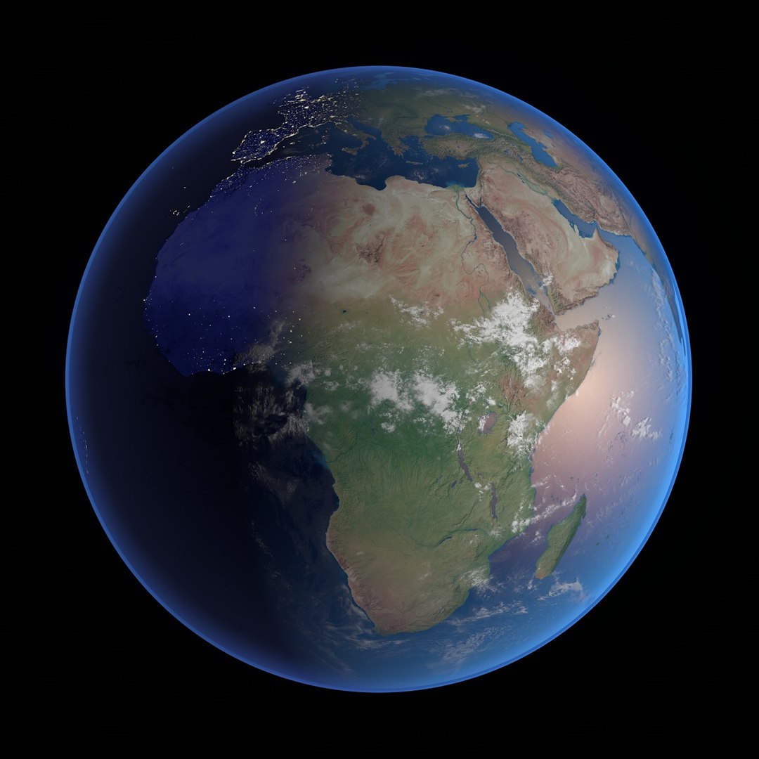 3d earth night model