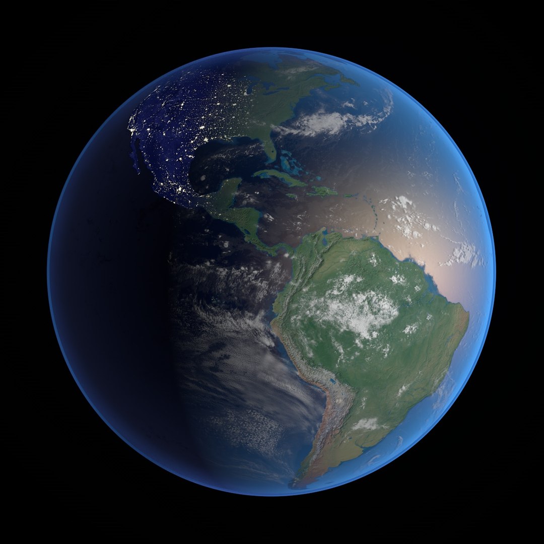 3d earth night model