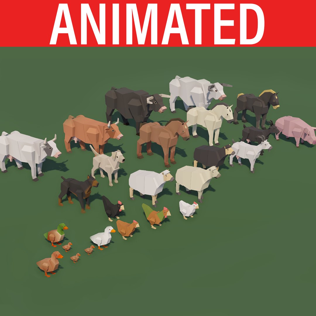 modelo 3d Animated Farm Animals - 3D LOW POLY - TurboSquid 2098898