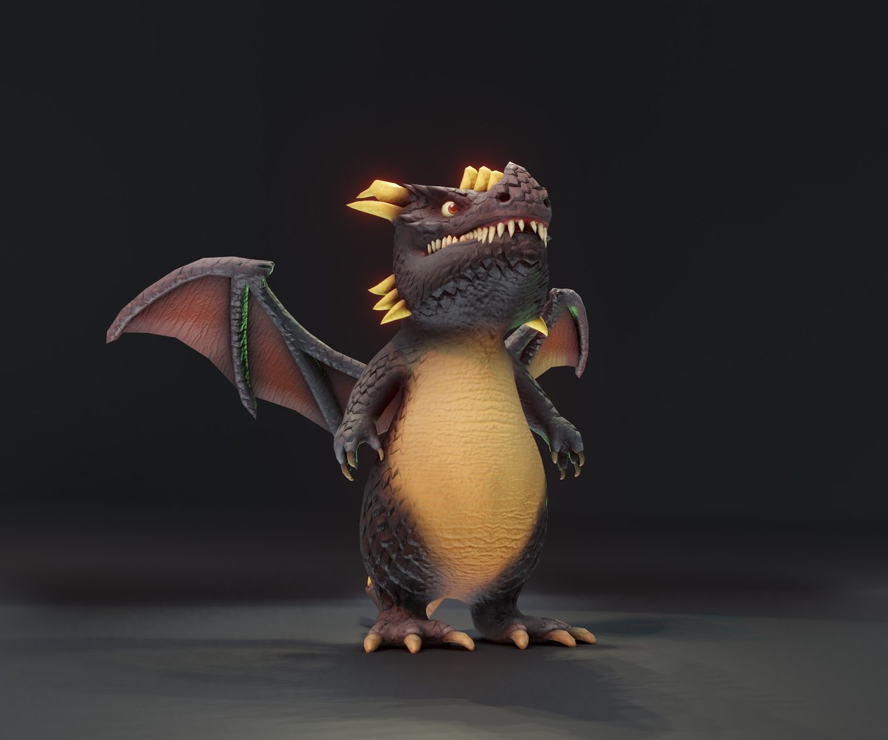 Cartoon Black Dragon Animated 3D Model - TurboSquid 2149089