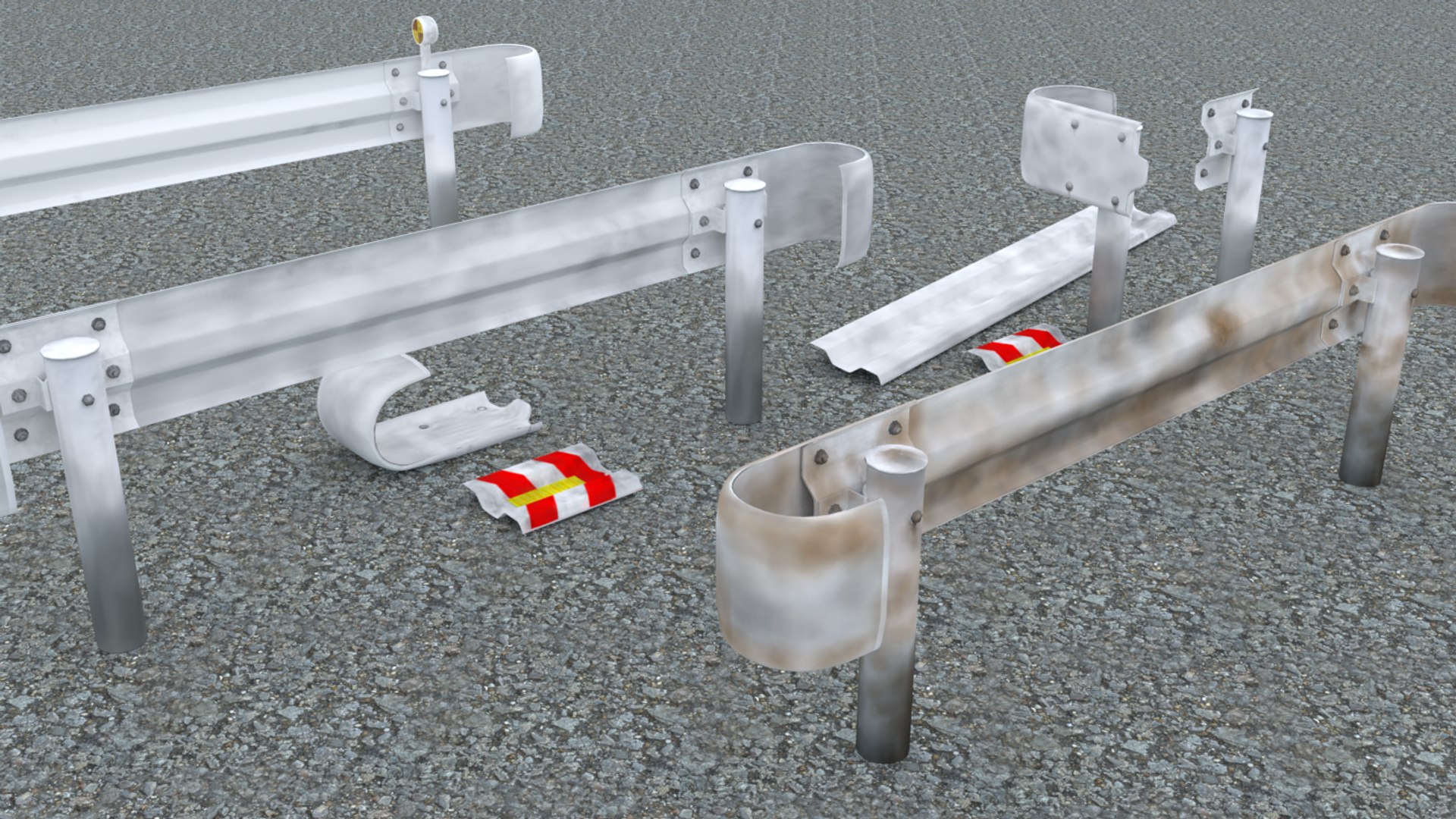 Japanese guardrail rail dirty 3D model - TurboSquid 1437519