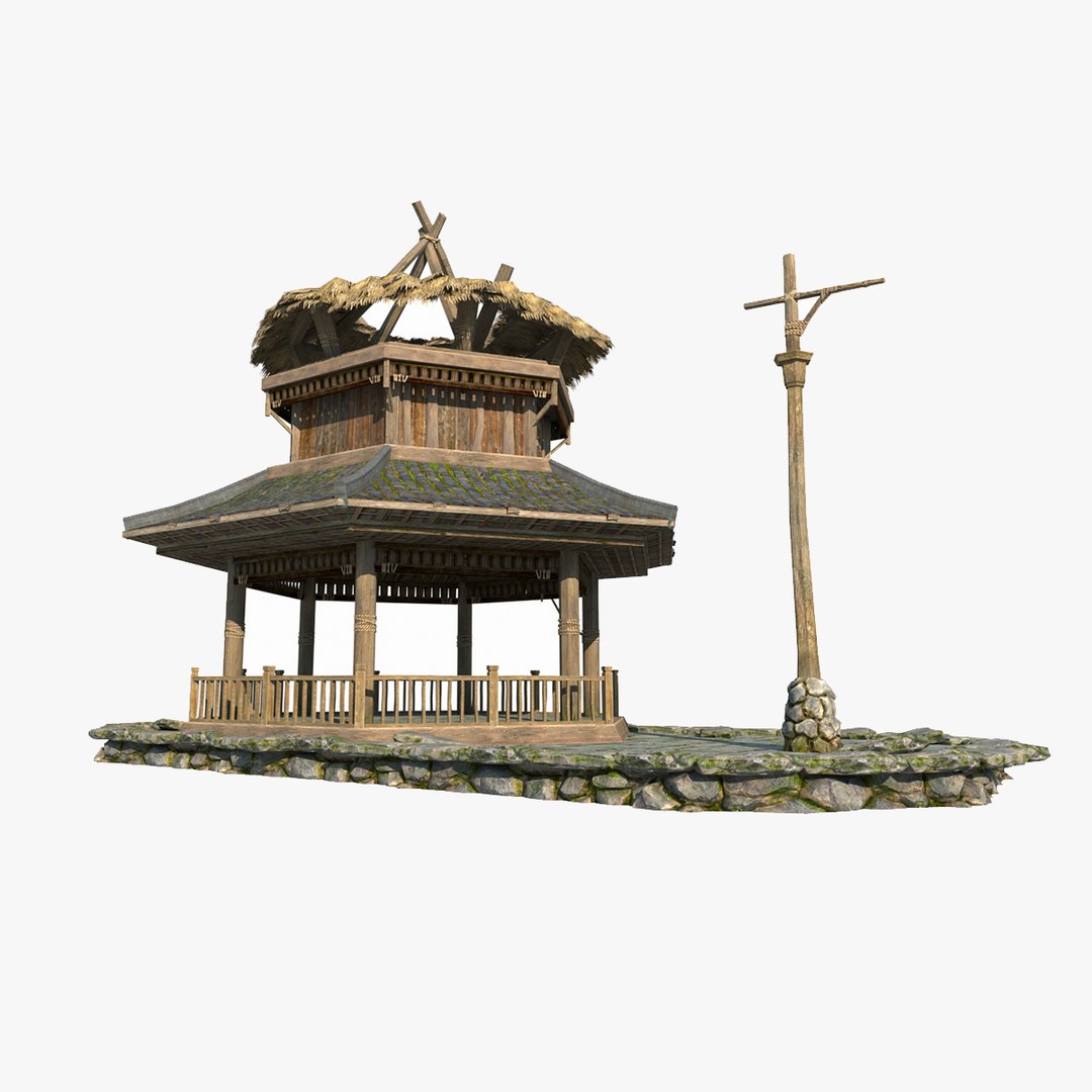 3D Ancient Asian architecture pavilion post station - TurboSquid 2037842