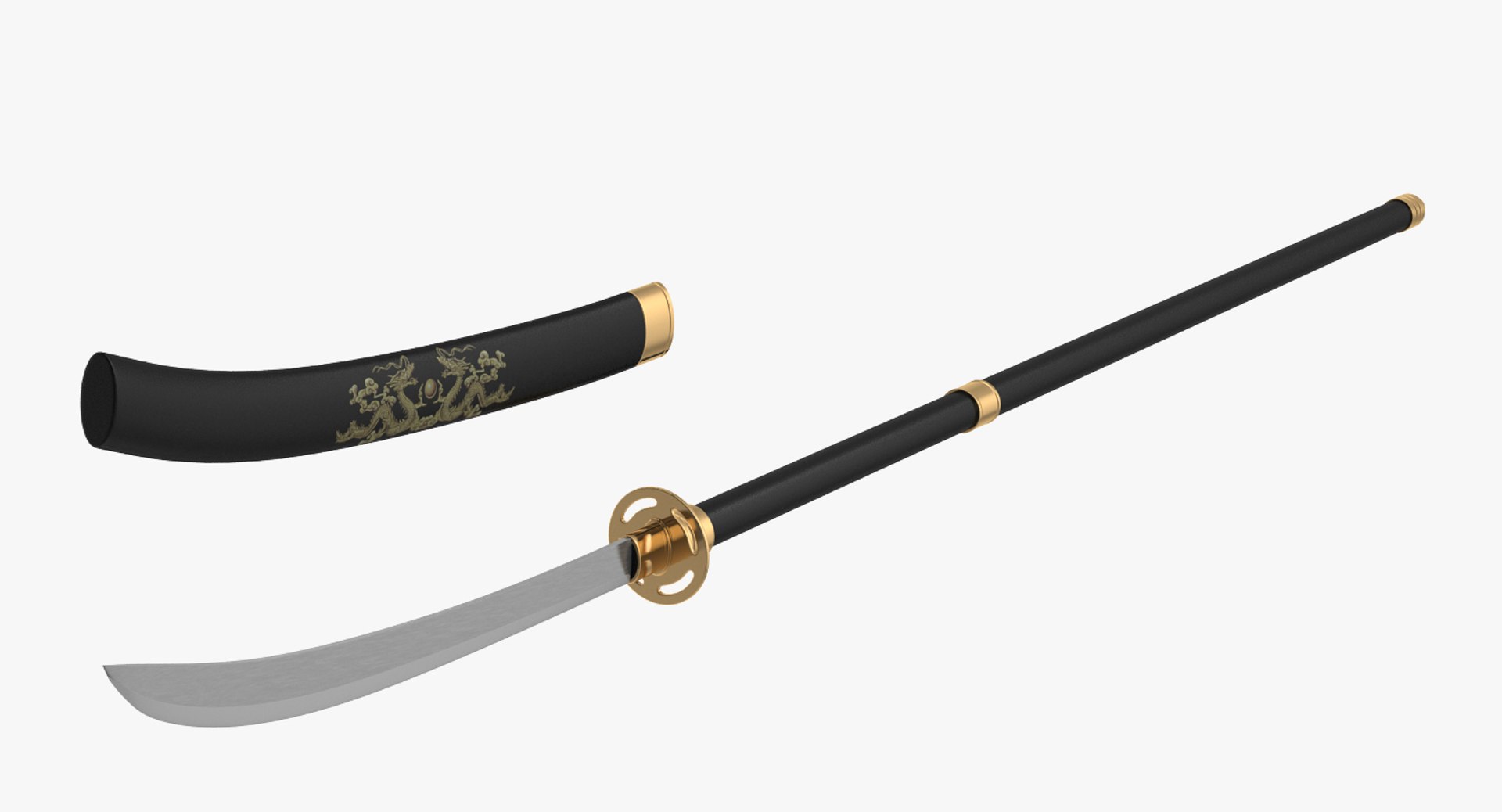 Naginata Japanese Pole Weapon Obj