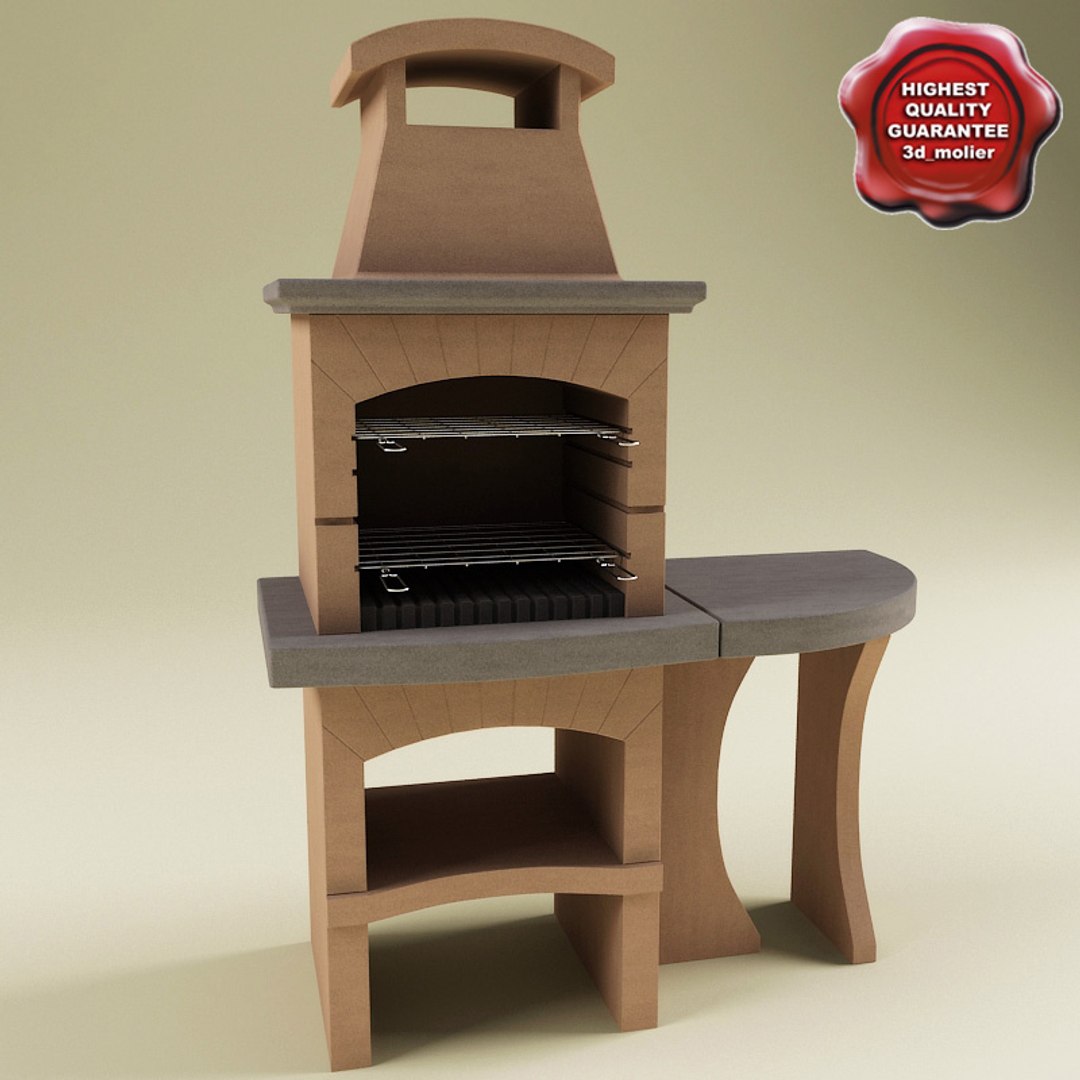 outdoor stone barbecue v2 3d 3ds