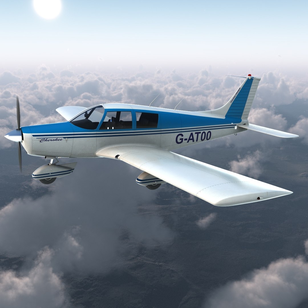 light aircraft piper pa 3d max