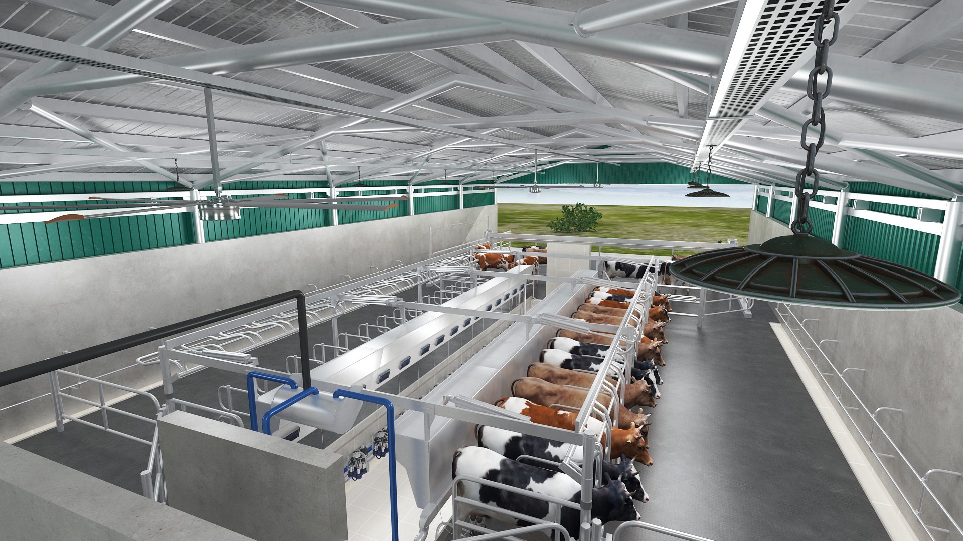 3D model Realistic Parallel Milking Parlor - TurboSquid 2109782