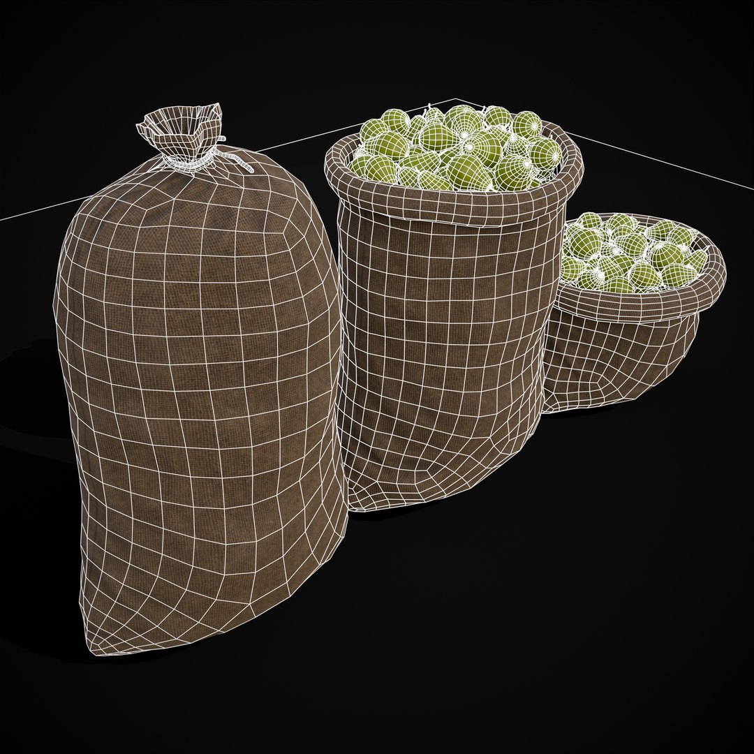 3D Model Burlap Sacks Of Pears - TurboSquid 2240113