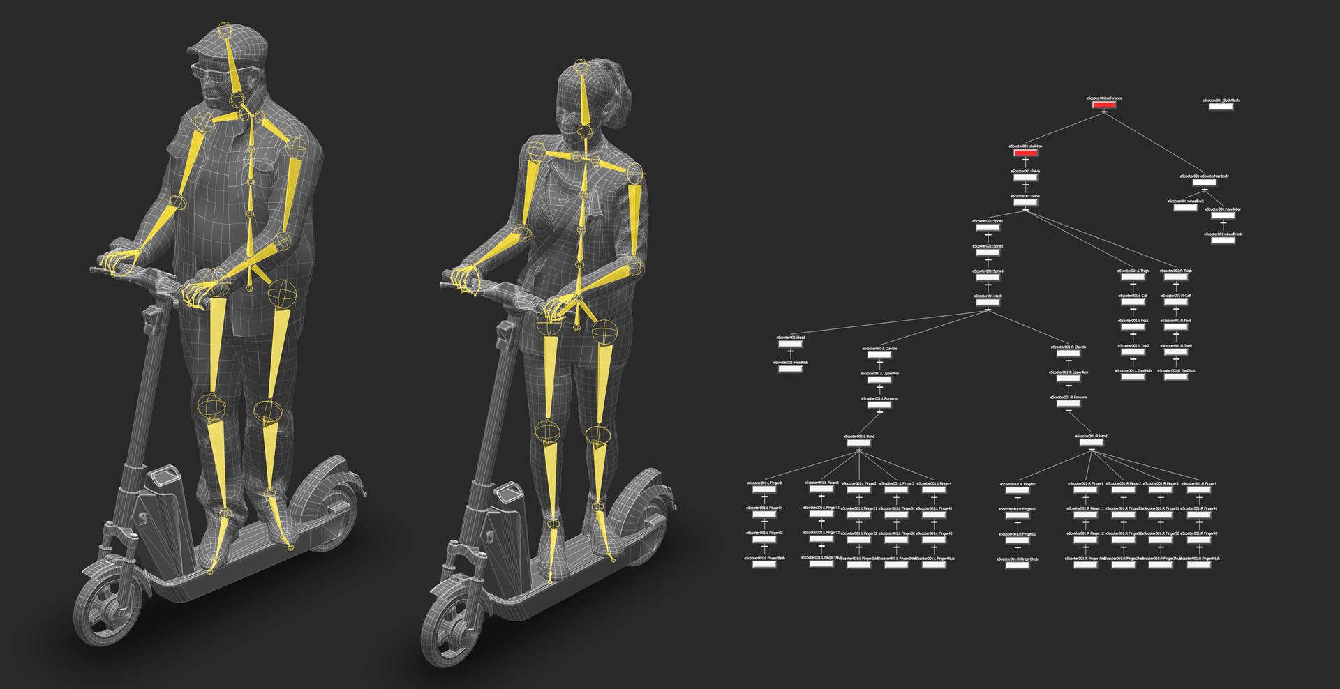 Electric E Scooters With Riders - Animated With Mocap Model ...