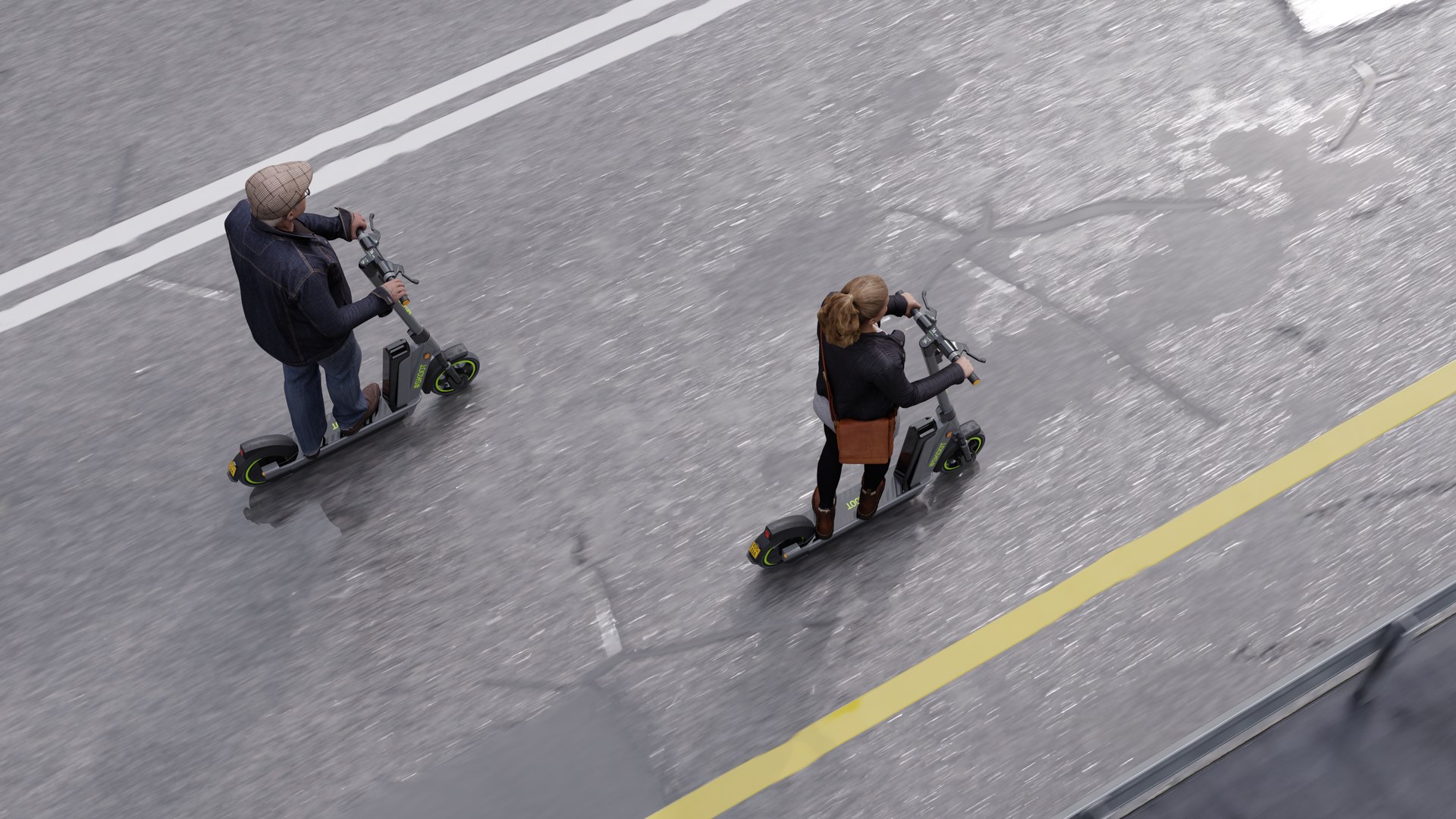 Electric E Scooters With Riders - Animated With Mocap Model ...