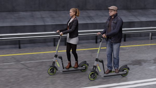 Electric E Scooters with Riders - Animated with mocap model ...