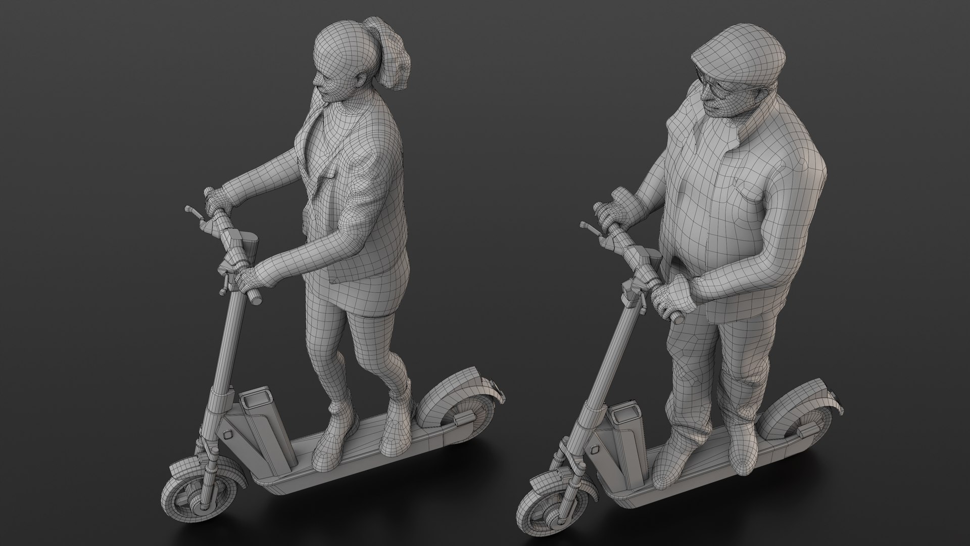 Electric E Scooters With Riders - Animated With Mocap Model ...