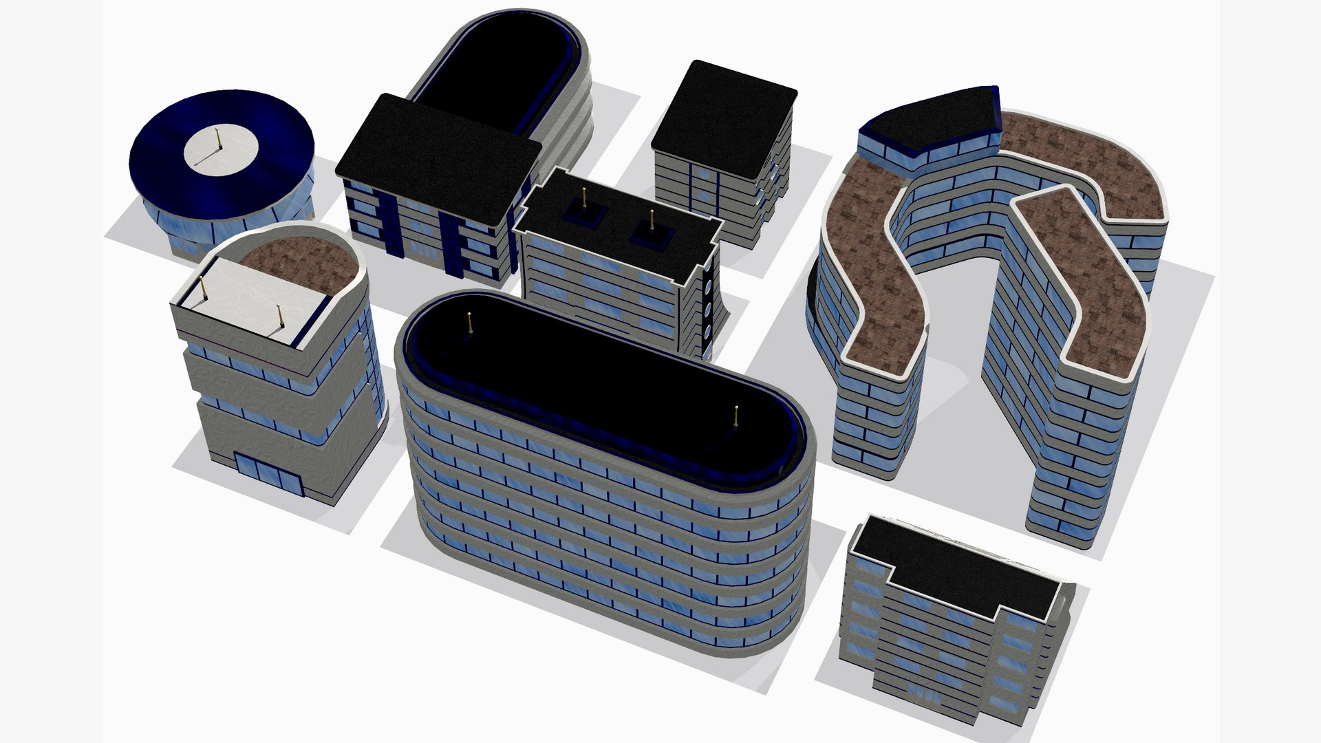 3D 8 Futuristic Apartment And Commercial Buildings Model - TurboSquid ...