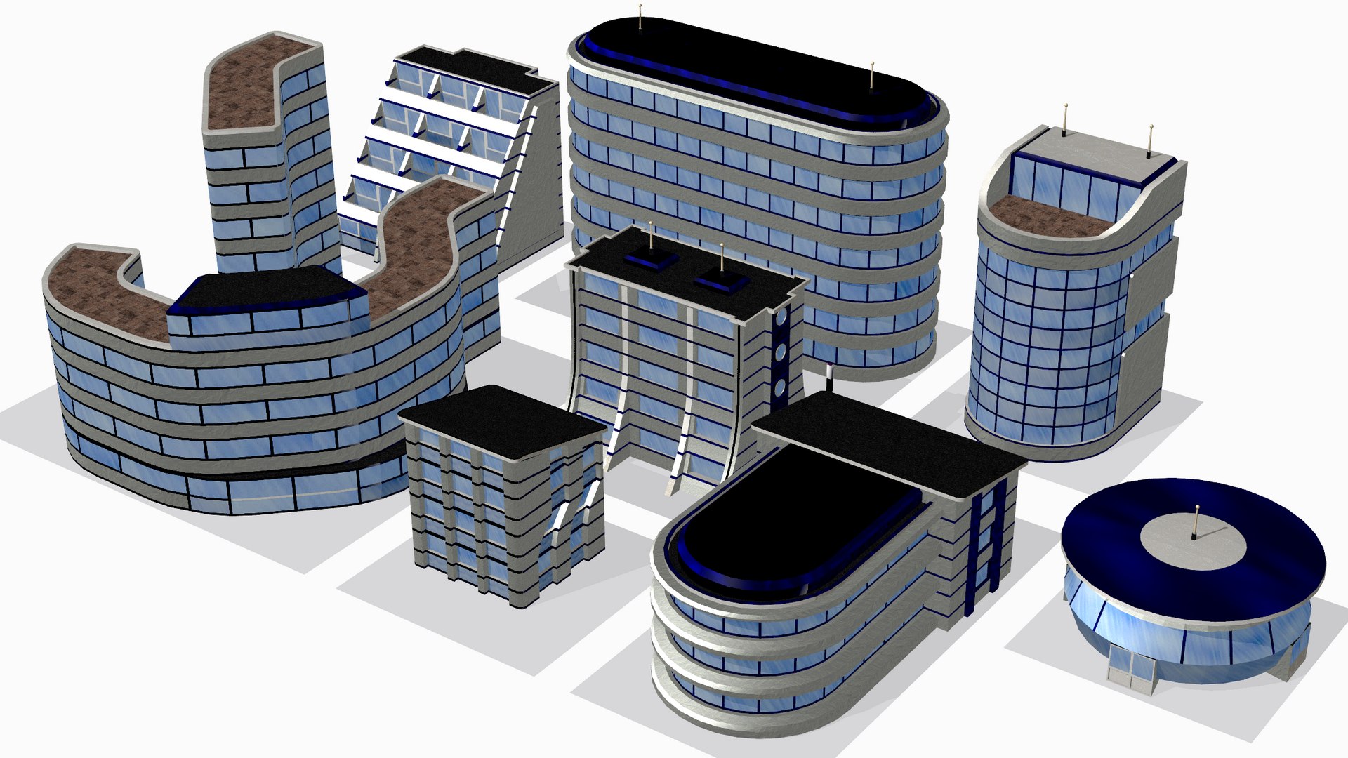 3D 8 Futuristic Apartment And Commercial Buildings Model - TurboSquid ...