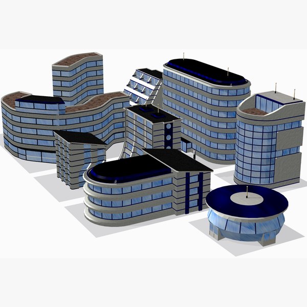 3D 8 futuristic apartment and commercial buildings model - TurboSquid ...