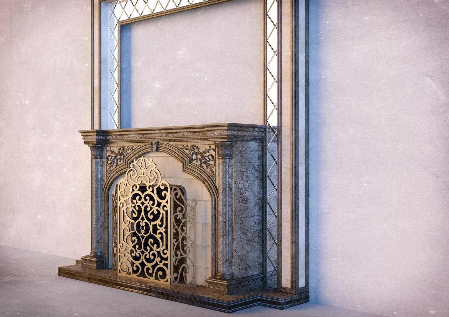 3dsmax classic fireplace