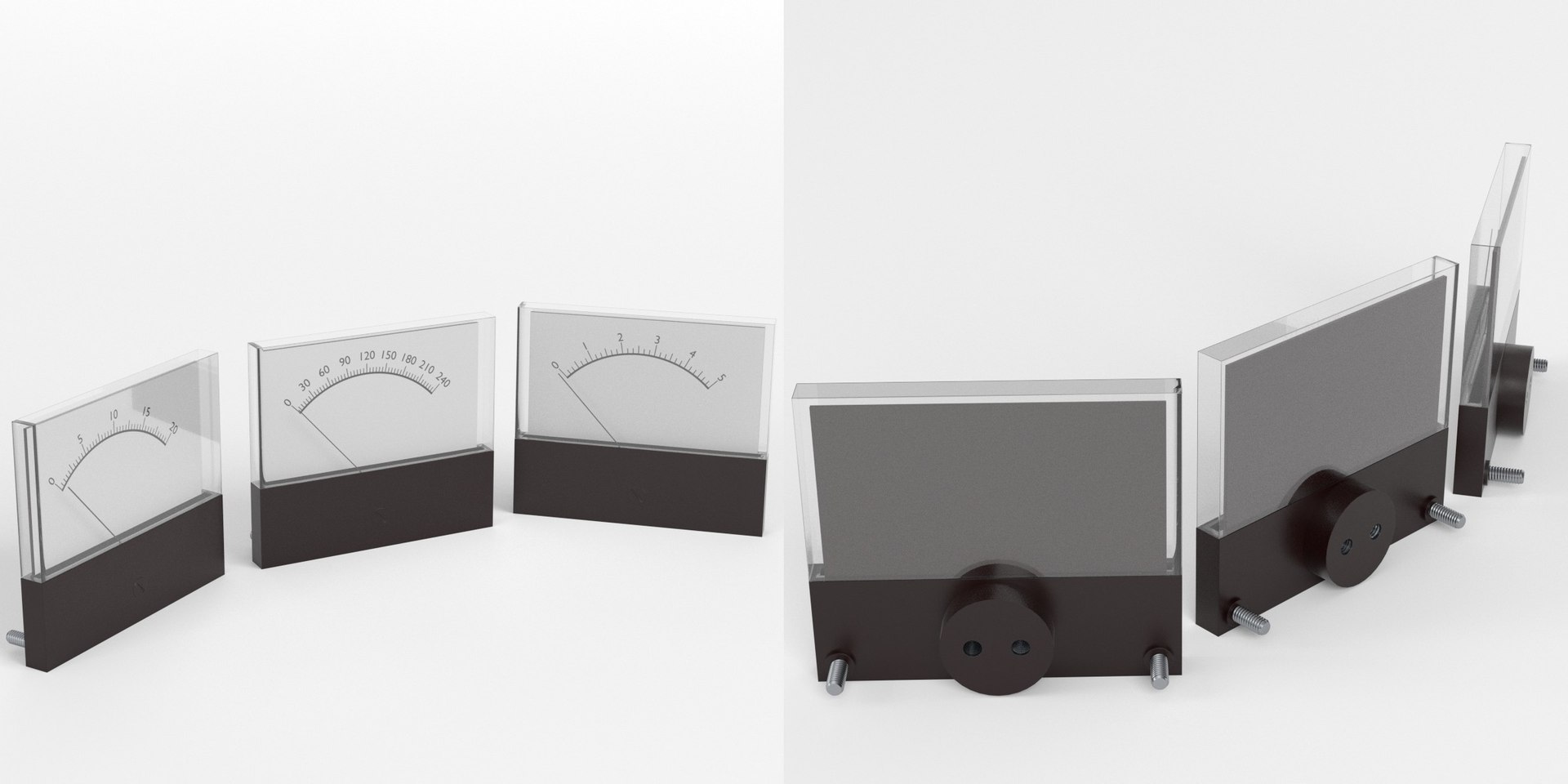 3D Panel Mount Analog Voltmeters - TurboSquid 1748959