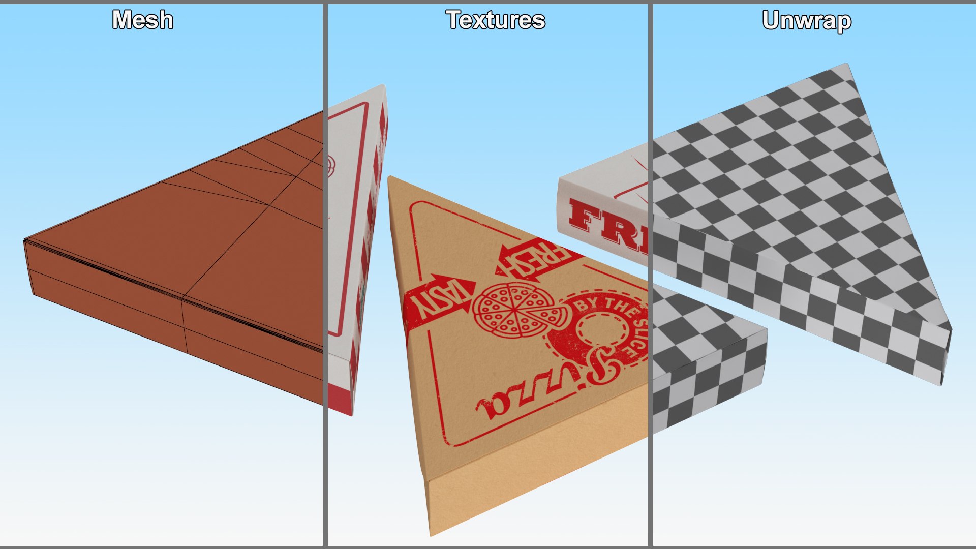 Triangle Pizza Slice Packaging Boxes Set 3D model - TurboSquid 2154611