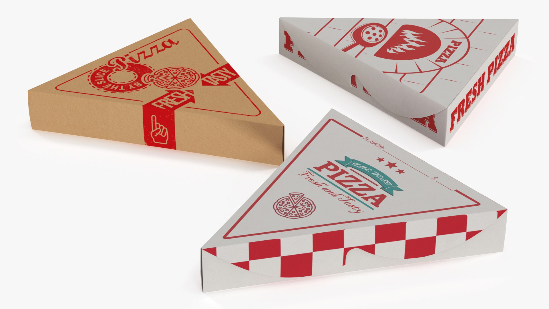 Triangle Pizza Slice Packaging Boxes Set 3D model - TurboSquid 2154611