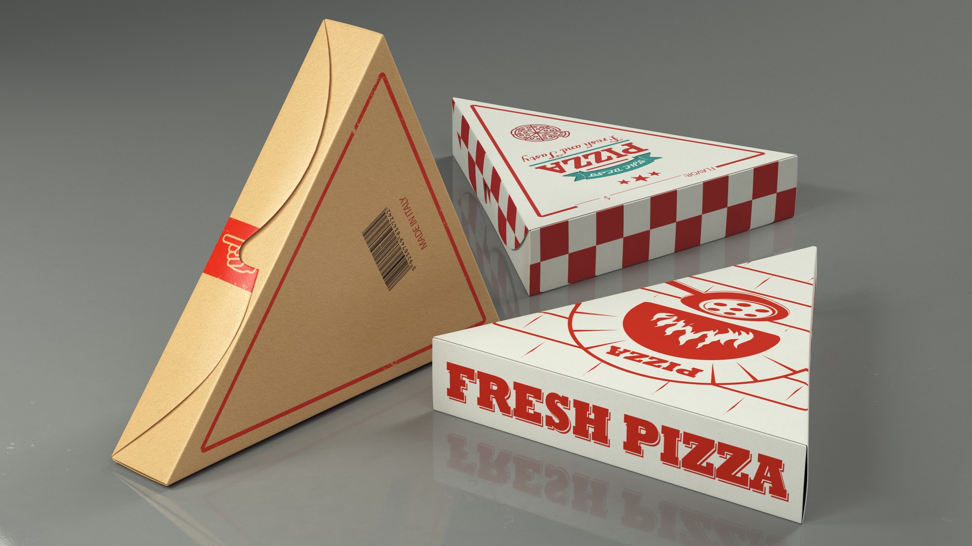 Triangle Pizza Slice Packaging Boxes Set 3D model - TurboSquid 2154611