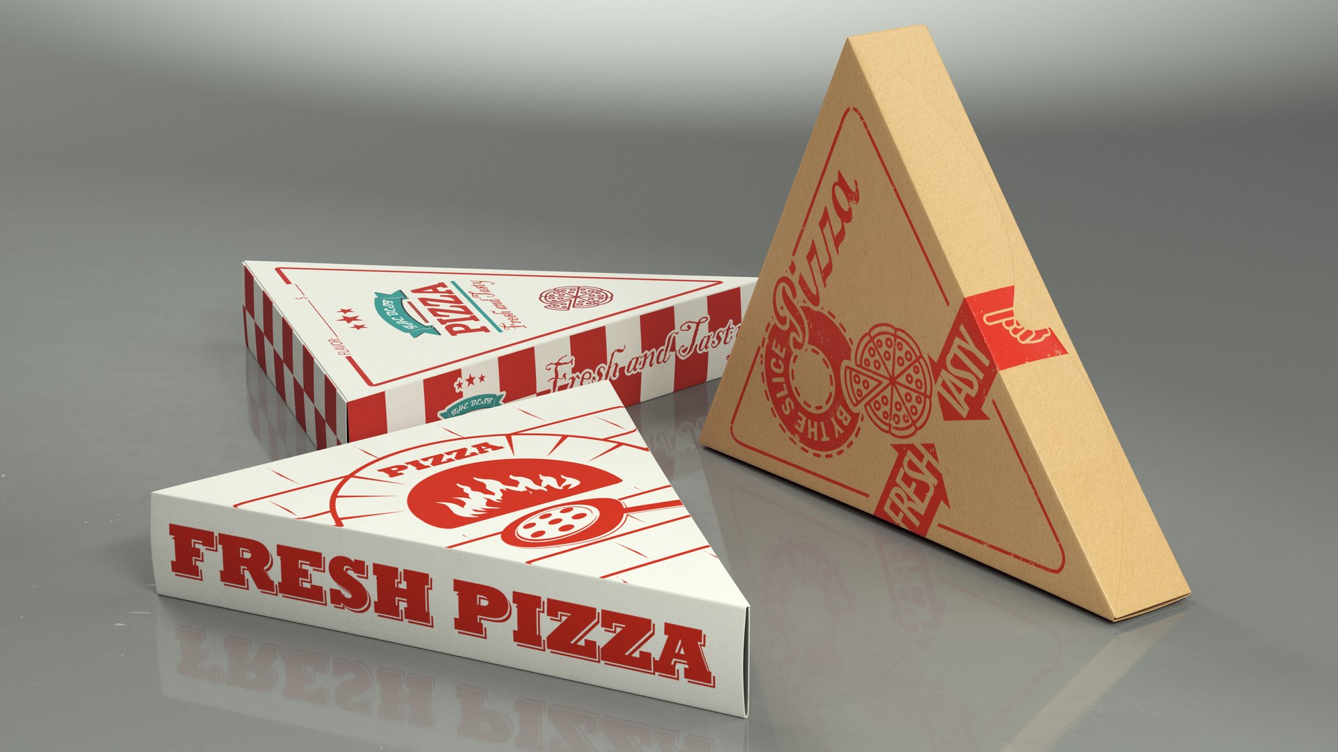 Triangle Pizza Slice Packaging Boxes Set 3D model - TurboSquid 2154611