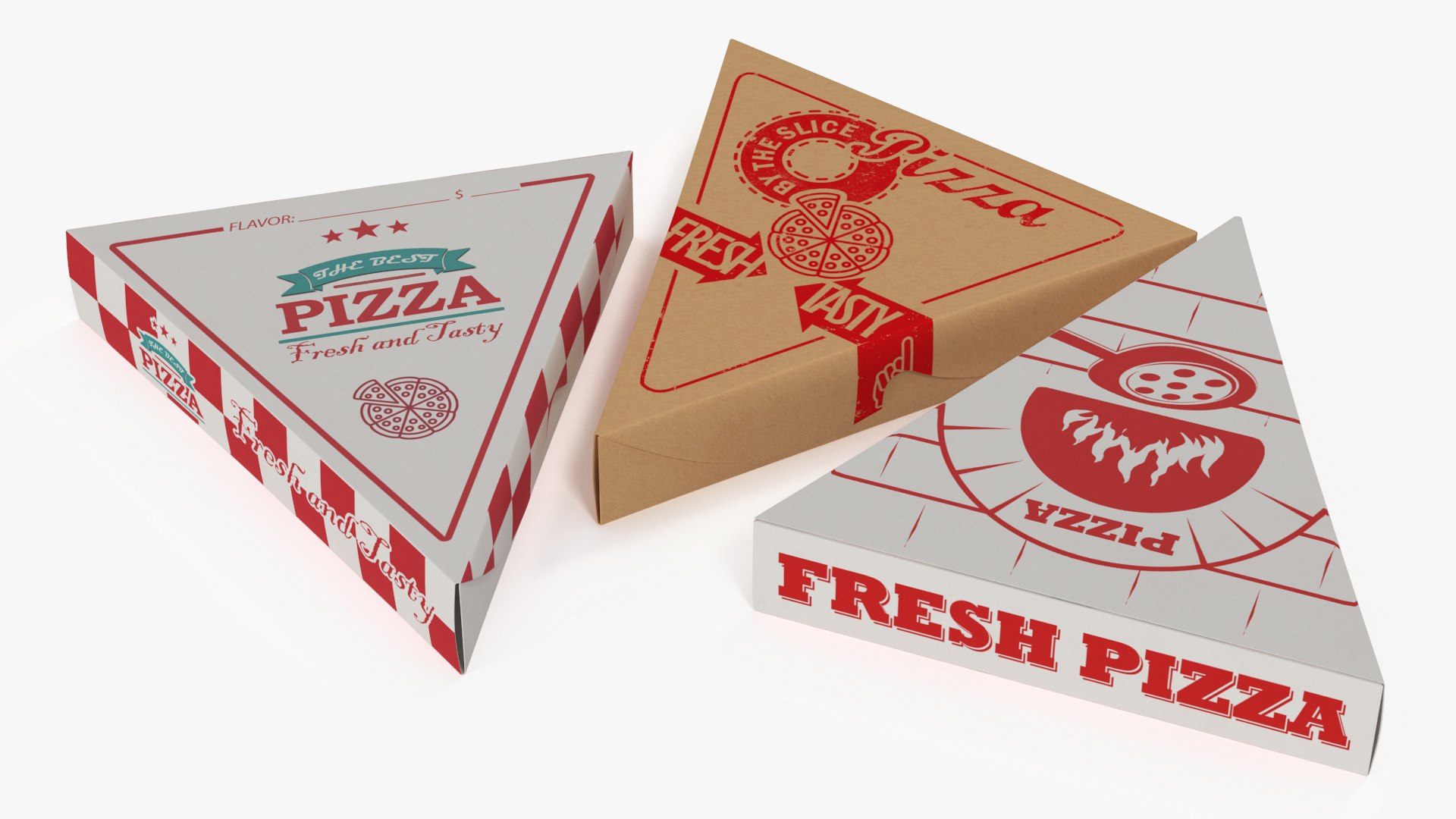 Triangle Pizza Slice Packaging Boxes Set 3D model - TurboSquid 2154611