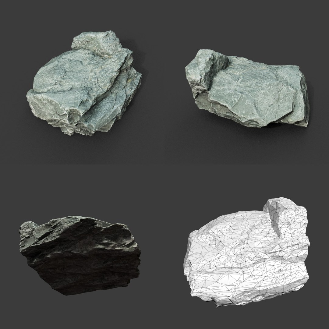 3D 8 Low poly PBR Sharp Rock Photogrammetry - Ultra HD 16K Textures ...