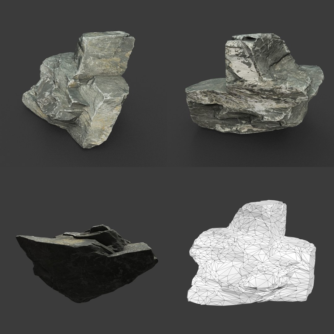 3D 8 Low Poly PBR Sharp Rock Photogrammetry - Ultra HD 16K Textures ...